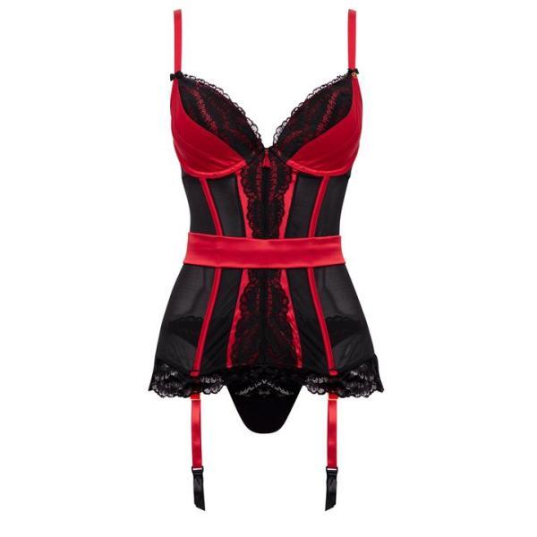 Lovehoney Empress Red Satin and Lace Basque Set - Fastiko.au